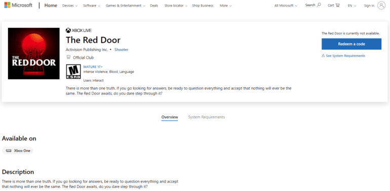 COD2020 Internal Alpha "The Red Door" Found On The Microsoft Store ...